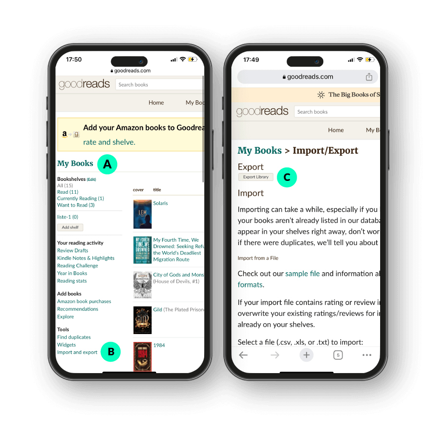 Goodreads import process